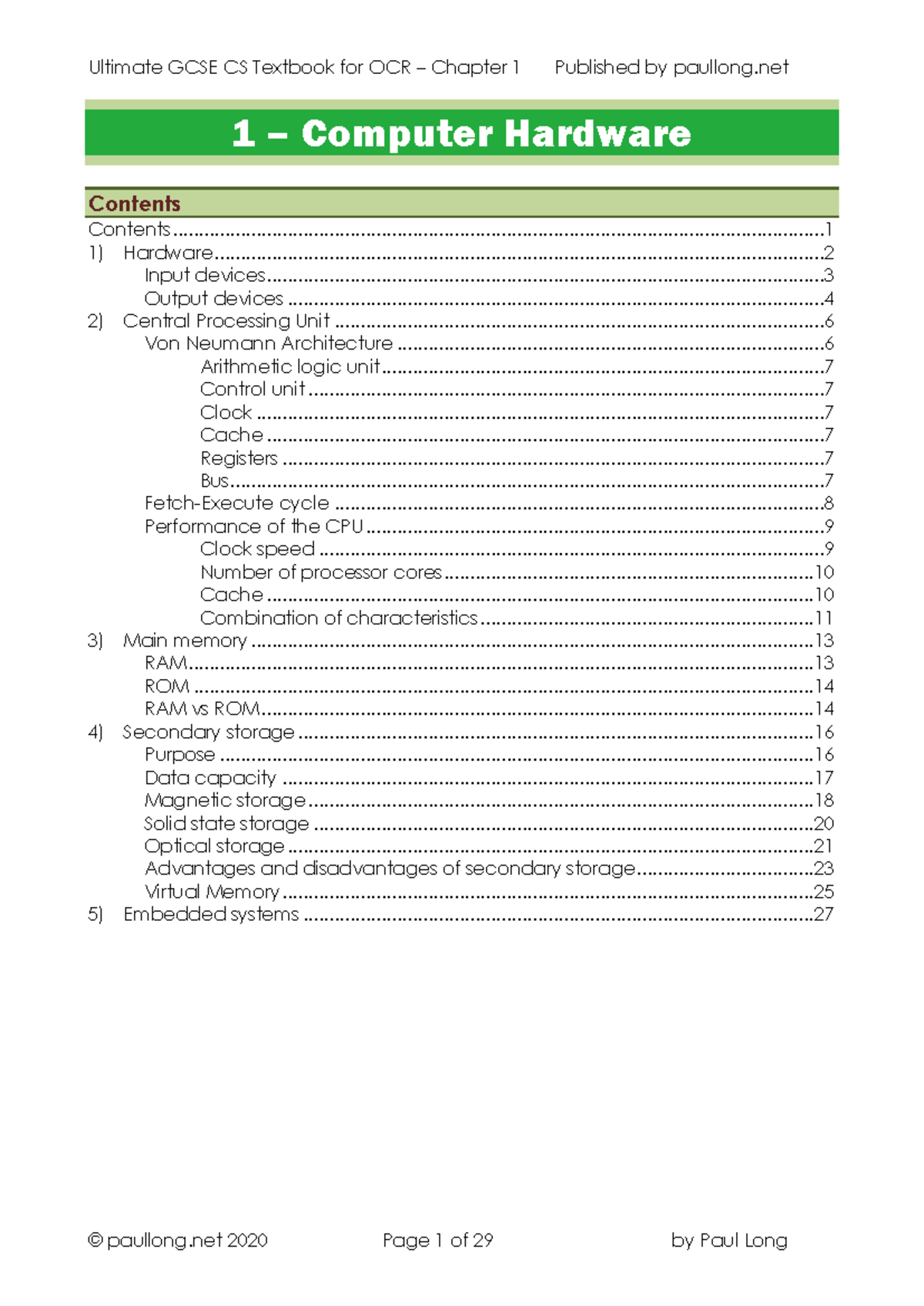 Ultimate GCSE CS Textbook for OCR: Chapter 1 - Computer Hardware - Studocu