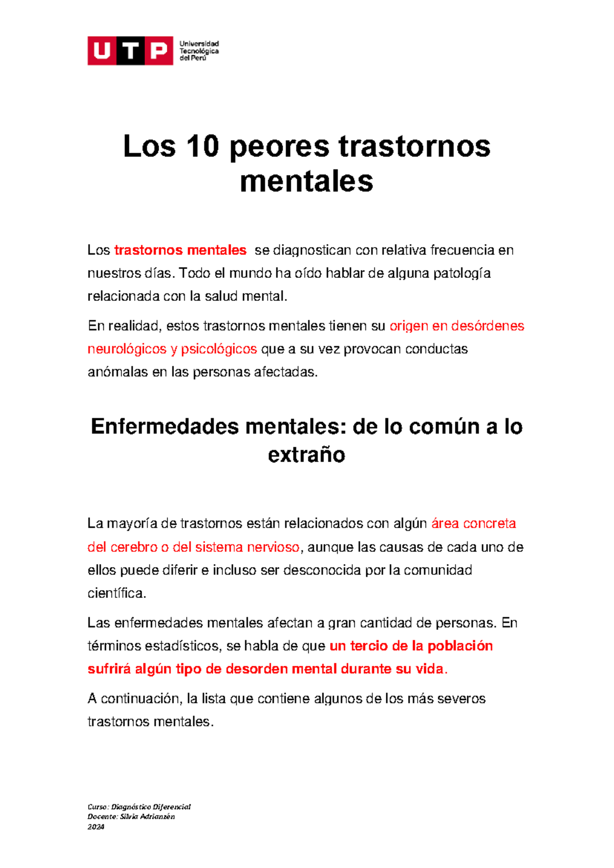 S07 s1 Material - Los 10 Trastornos Mentales Más Severos - Studocu