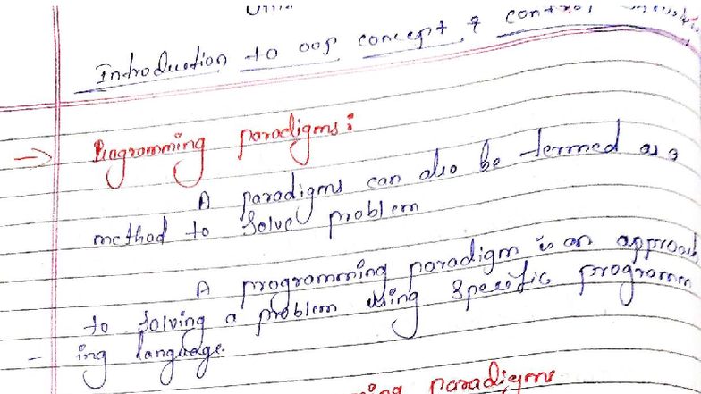 OOPCG Unit 01 - Introduction to Programming Paradigms and Concepts - Studocu