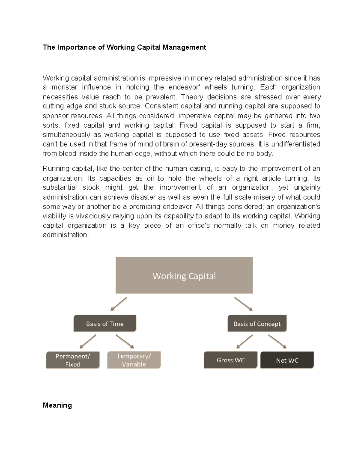 The Importance of Working Capital Management - Each organization ...