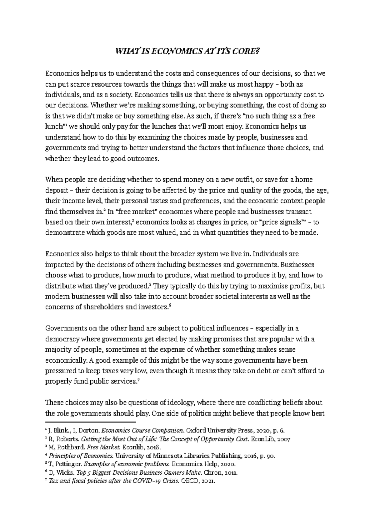 ECON 101: Understanding the Core Principles of Economics - Studocu