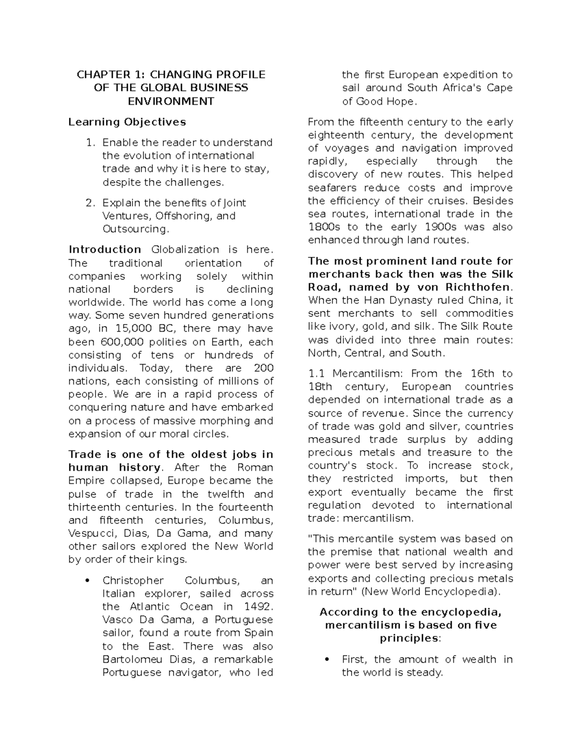 International Business Overview: Chapter 1 on Global Trade Dynamics ...