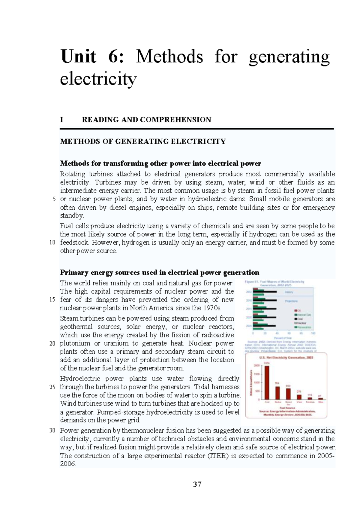 Unit 6: Methods for Generating Electricity - Comprehensive Overview ...