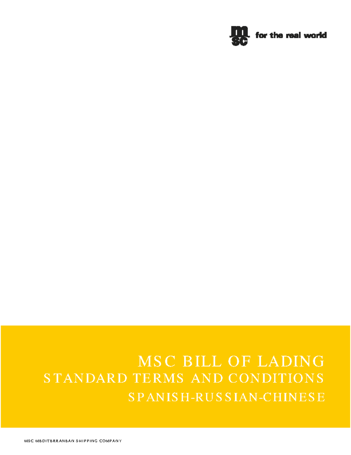 MSC Bill of Lading Standard Terms and Conditions - Translations in ...