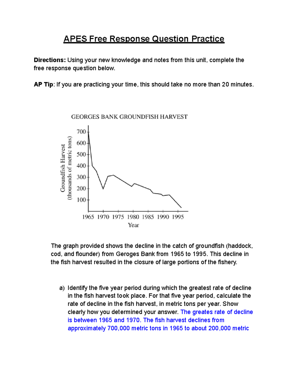 APES U 4 L 3 Application Template - APES Free Response Question ...