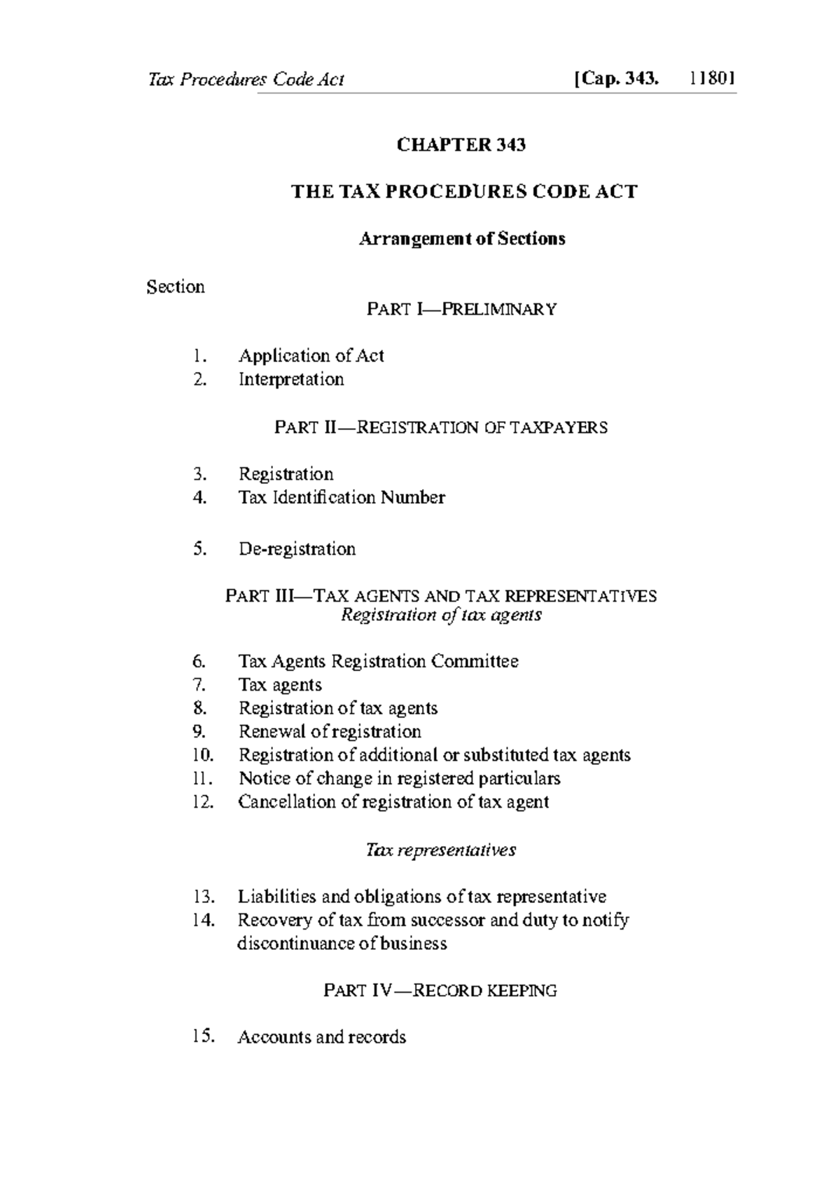 Tax Procedures Code Act: Comprehensive Overview of Chapter 343 - Studocu