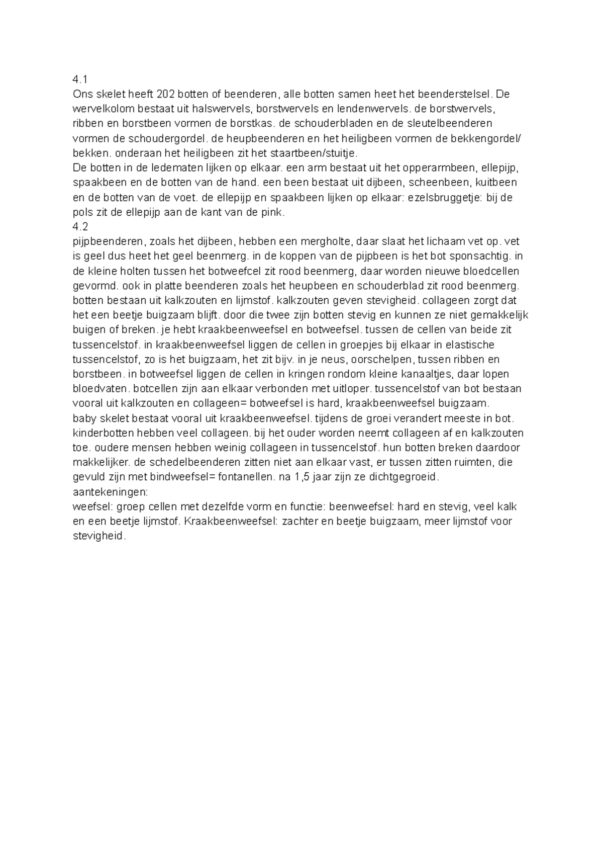 Bio 4.1 & 4.2: Skelet en Botstructuur - VWO 2 Thema 4 - Studeersnel