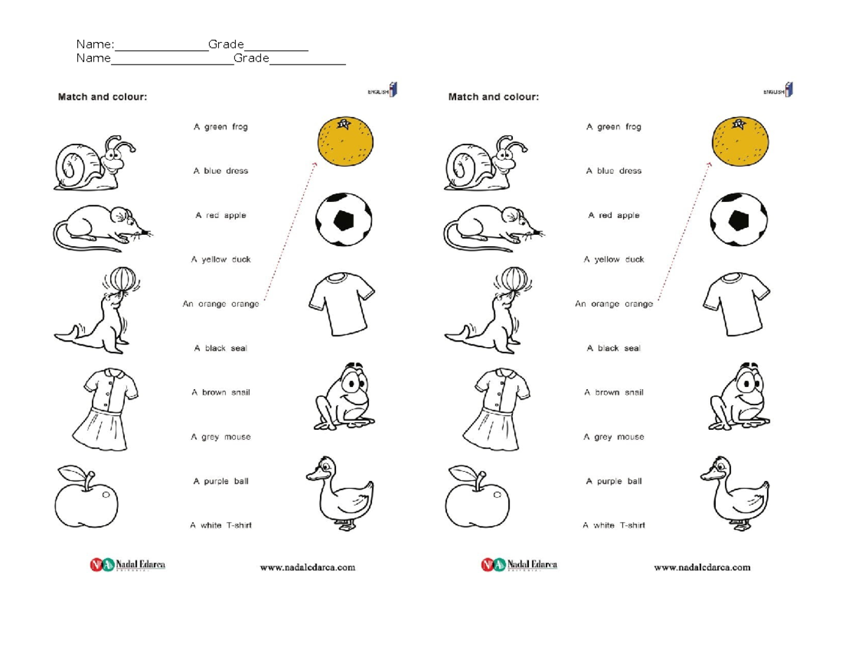 ENGLISH Match and Color Activity for Kids - Fun Learning Exercise - Studocu