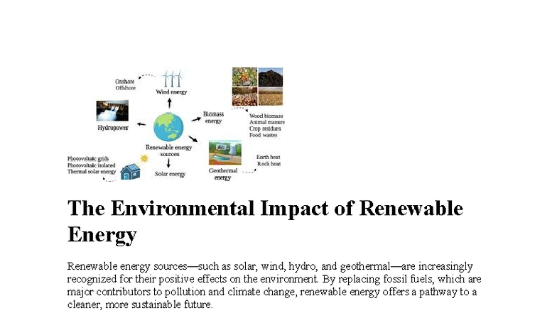 The Environmental Impact of Renewable Energy: Benefits & Insights - Studocu