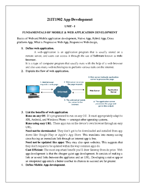 CCS332 App development - 2021 Reg - 1. Basics of Web and Mobile application development 1.1 of ...