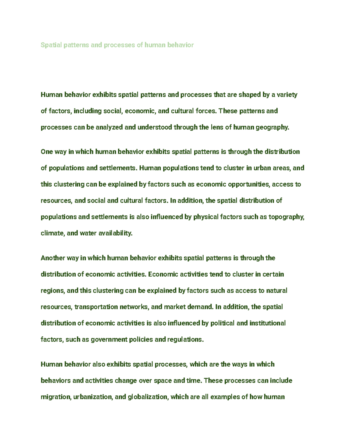 Spatial patterns and processes Human Geography - Spatial patterns and ...