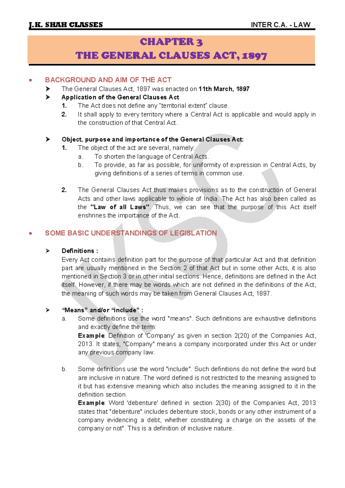 General Clause Act Full Notes - Chapter 13 General Clauses Act, 1897 ...