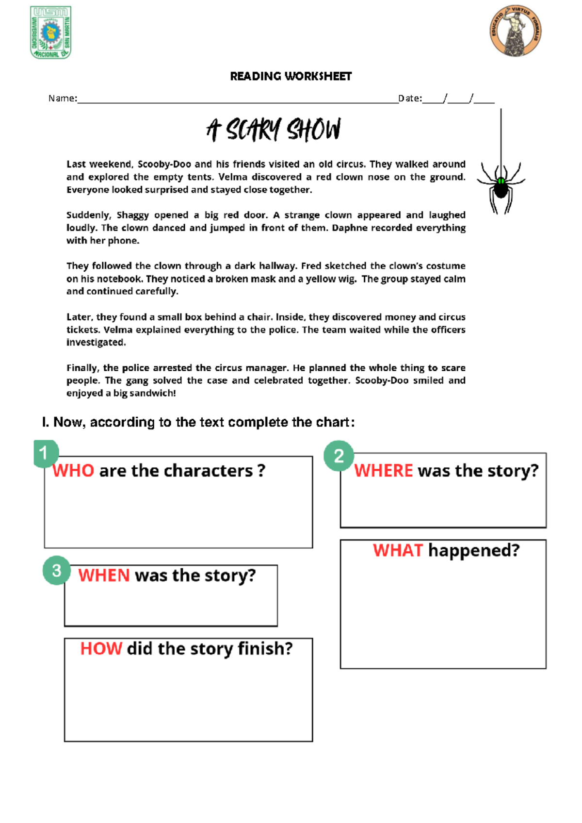 Reading Worksheet I: Informacion Chart Completion Guide - Studocu
