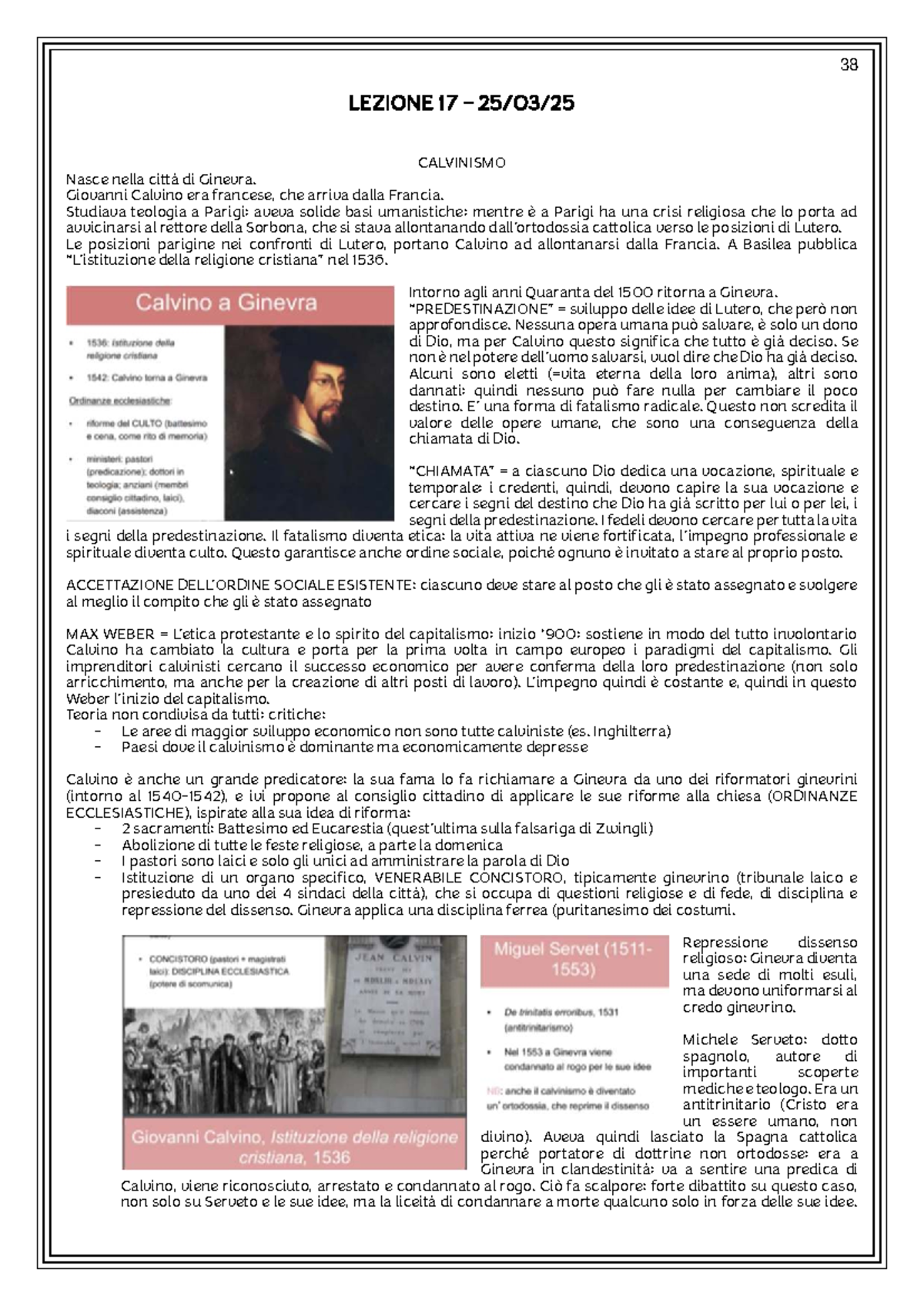 Lezione 17: Il Calvinismo e la sua Influenza Sociale - Prof. Malena ...