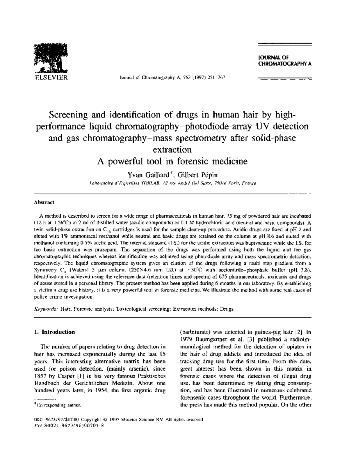 Hplc drug in human hair - journal hplc - ####### ELSEVIER Journal of ...
