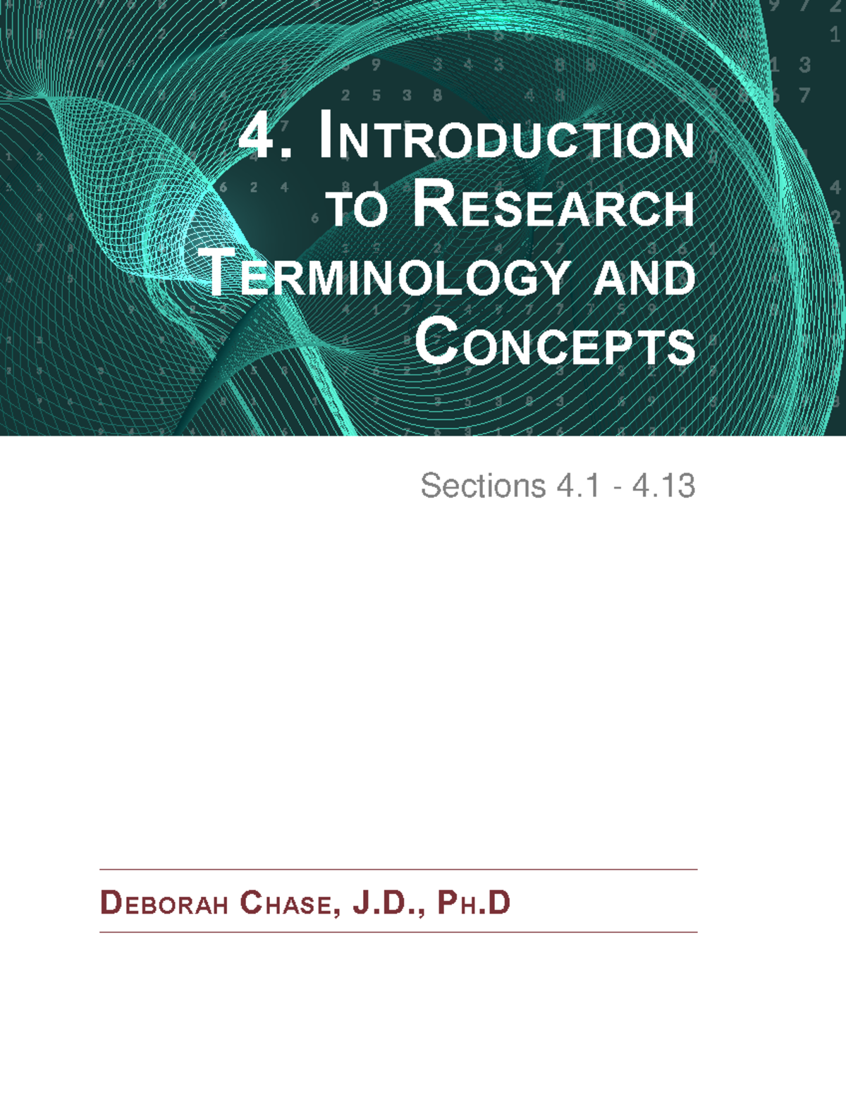 Chapter 4: Introduction to Research Terminology and Concepts (SBB ...