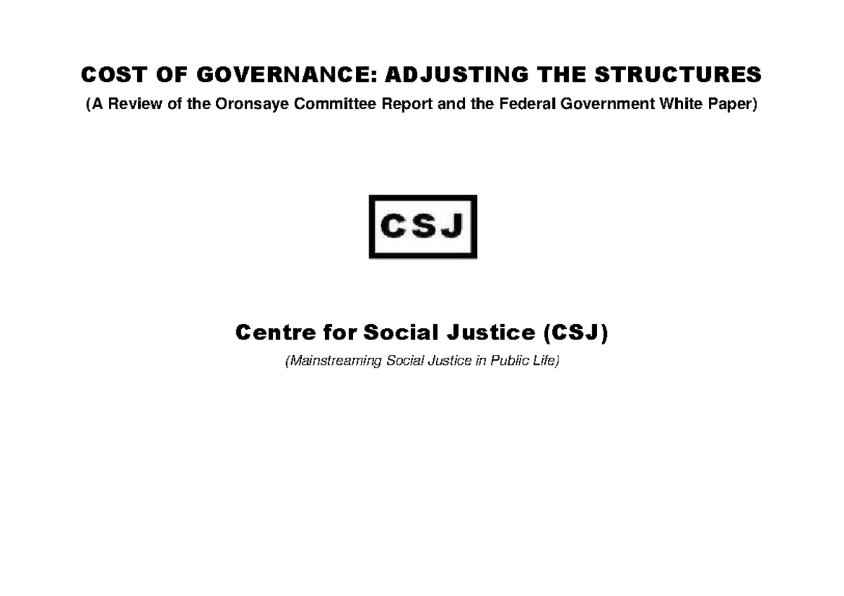 Oronsaye Cost of Governance Adjusting the Structure - COST OF ...