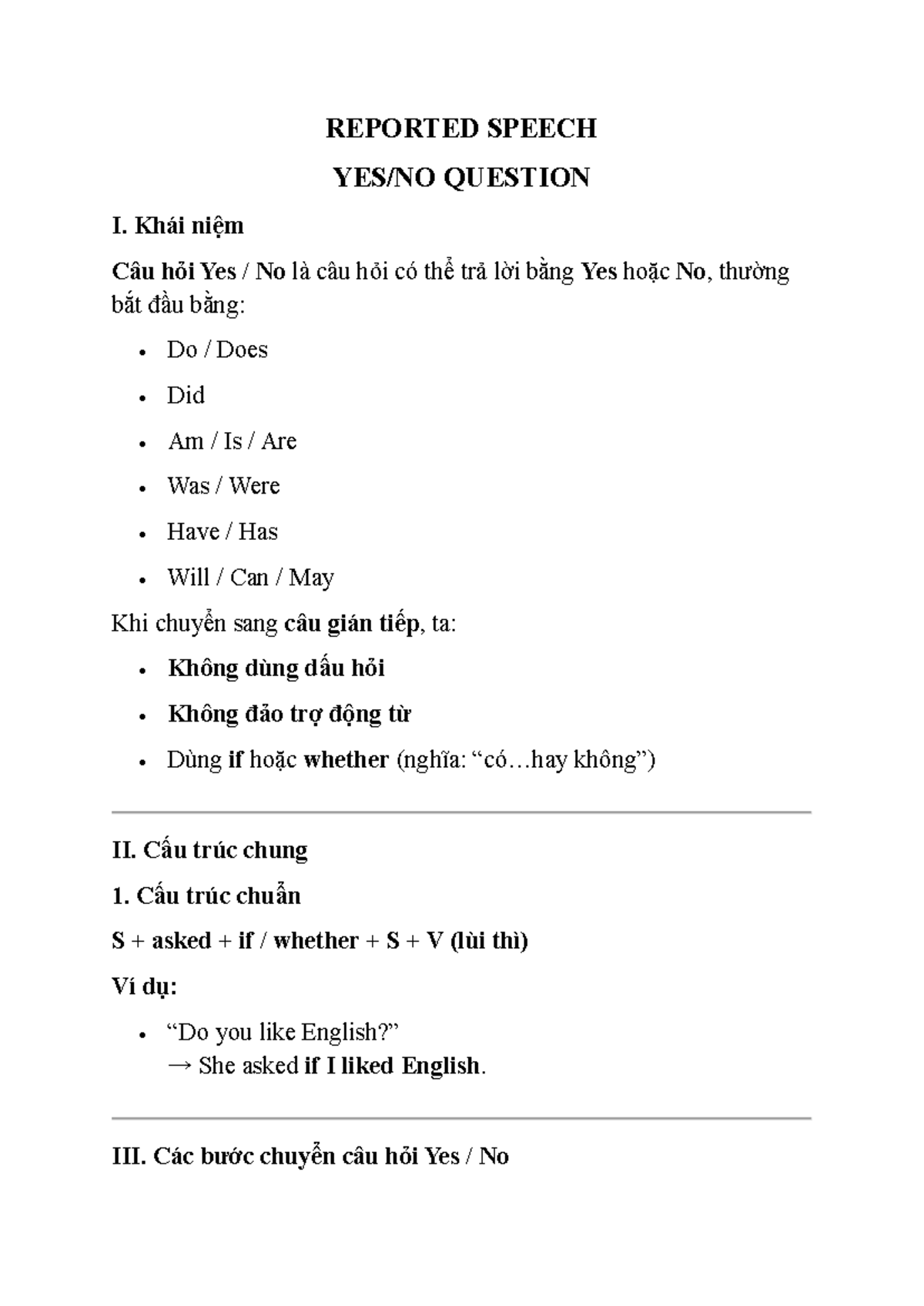 Reported Speech Questions: Yes/No Questions Explained - Studocu