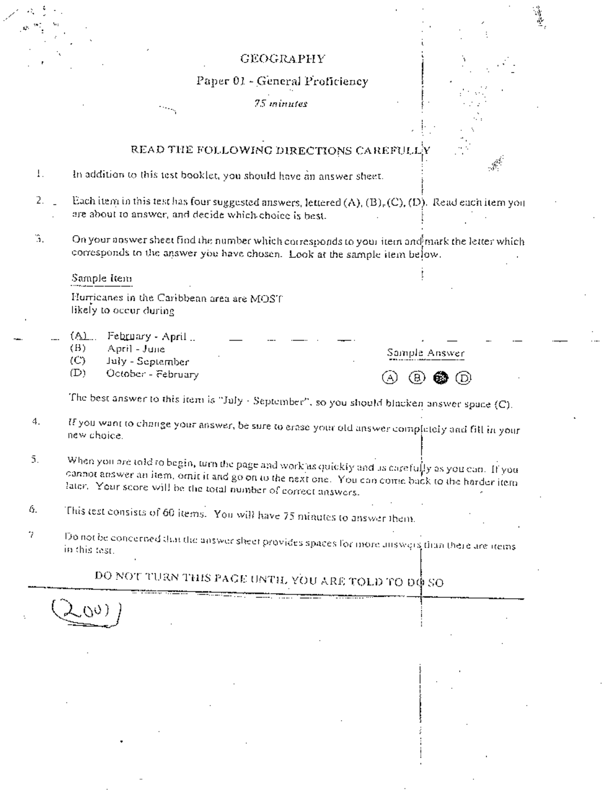CSEC Geography May/June 2001 Paper 0i: Proficiency Test Guide - Studocu