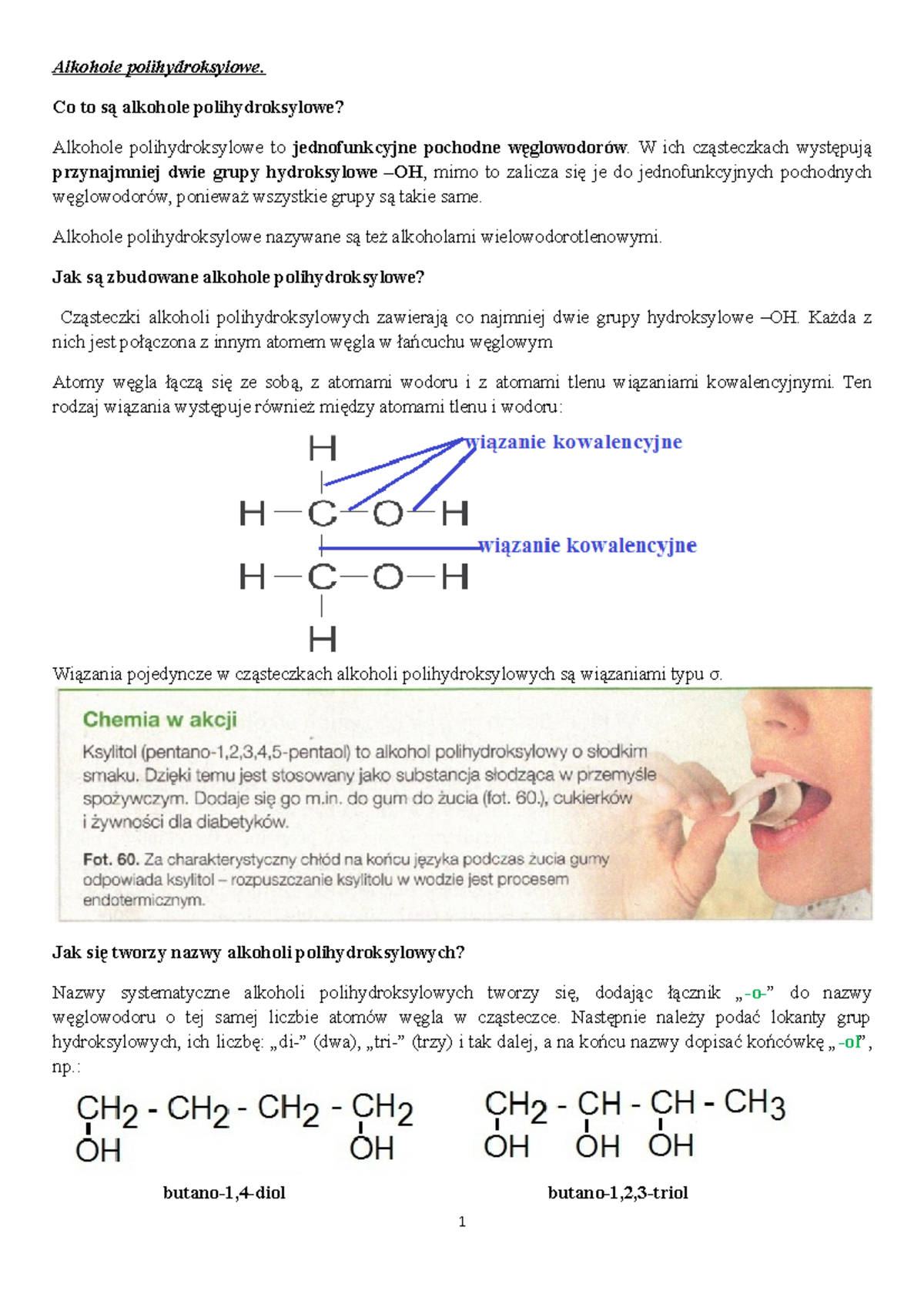 Notatka 9 - Alkohole Polihydroksylowe: Struktura i Właściwości - Studocu