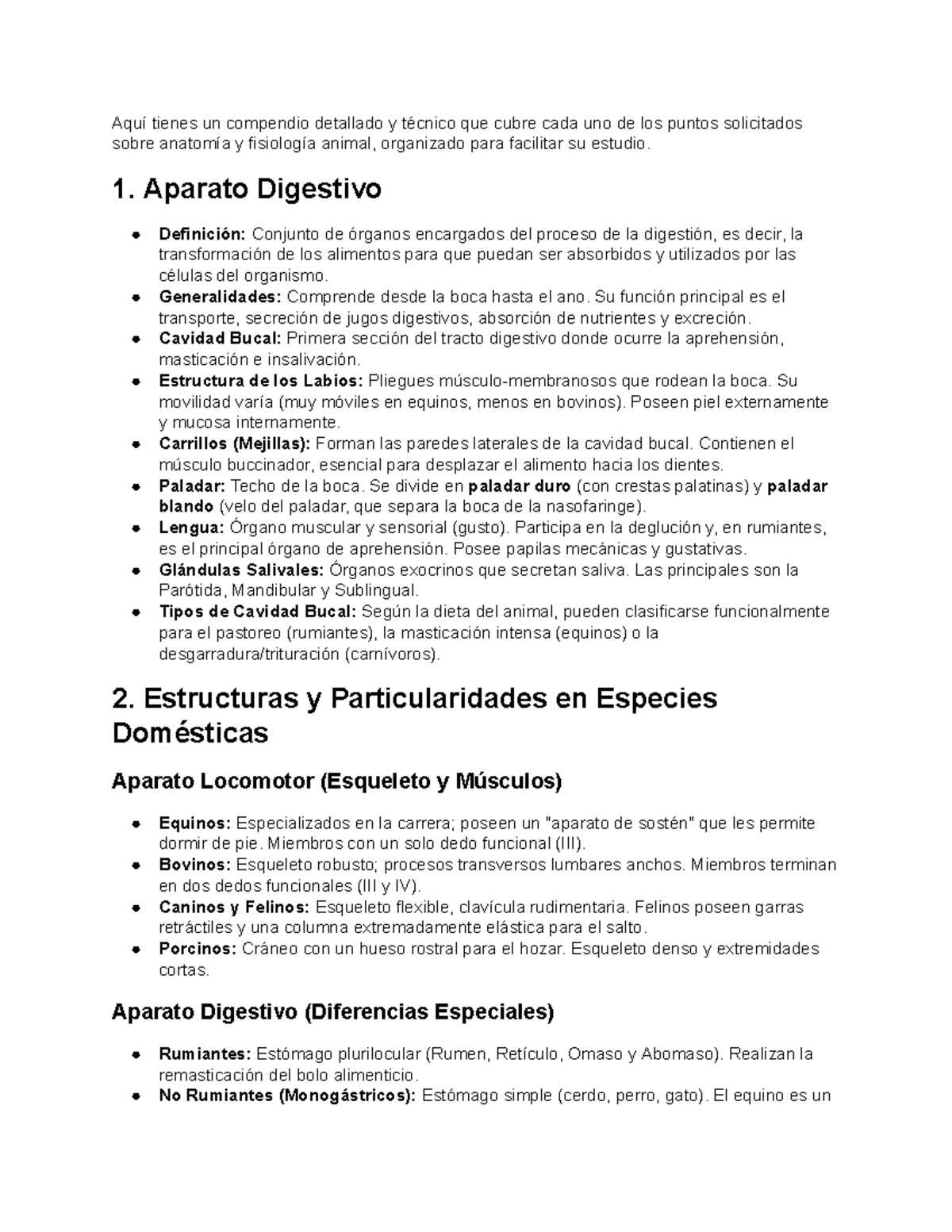 Anatomía y Fisiología Animal: Aparato Digestivo y Estructuras (1) - Studocu