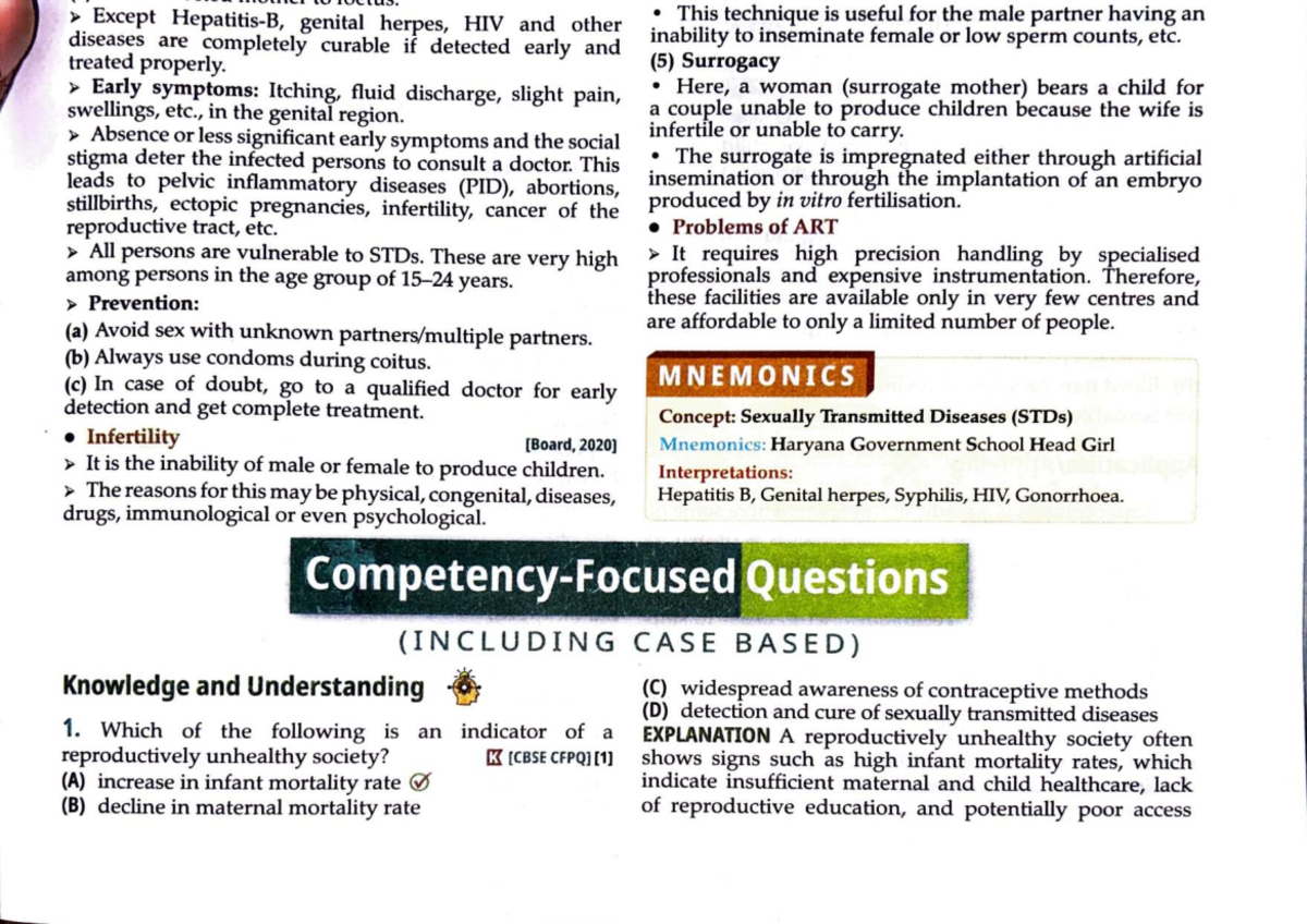 Reproductive Health Overview - BIOLOGY Class 12 Notes - Studocu