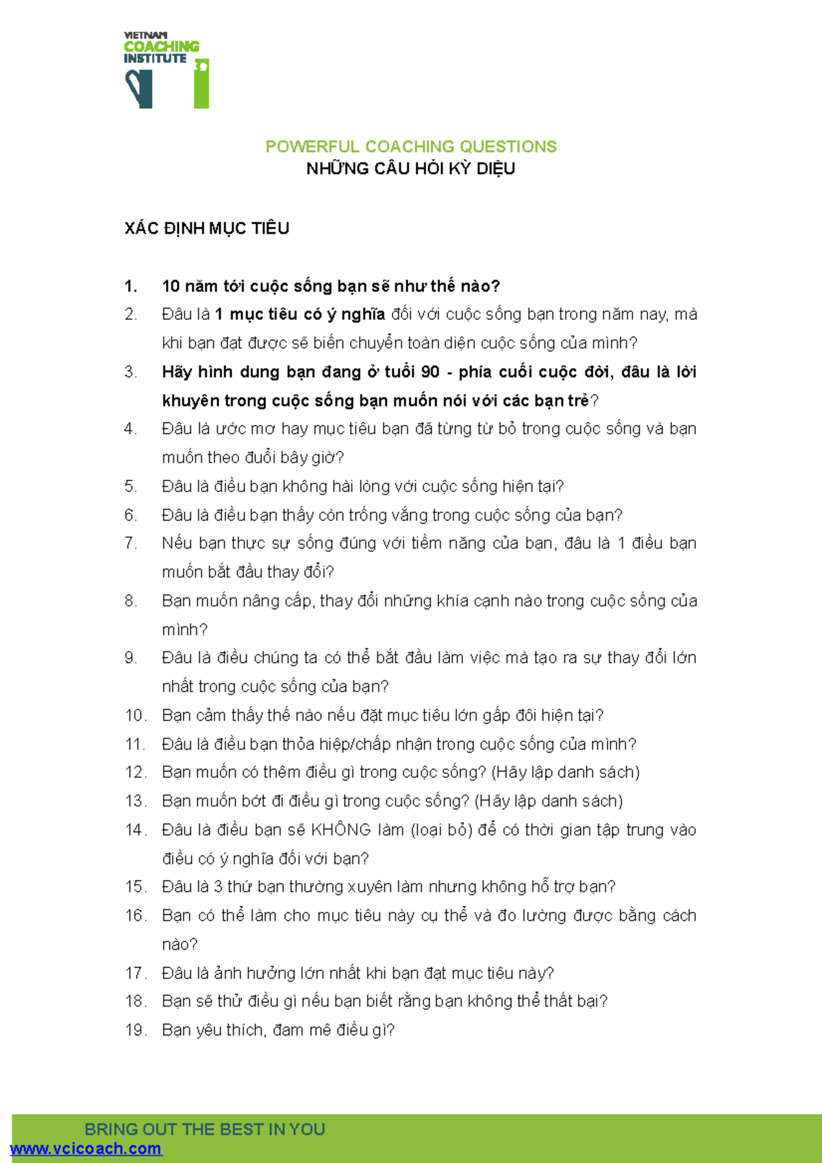 TÀI CHÍNH CÁ NHÂN - POWERFUL COACHING QUESTIONS NHỮNG CÂU HỎI KỲ DIỆU ...