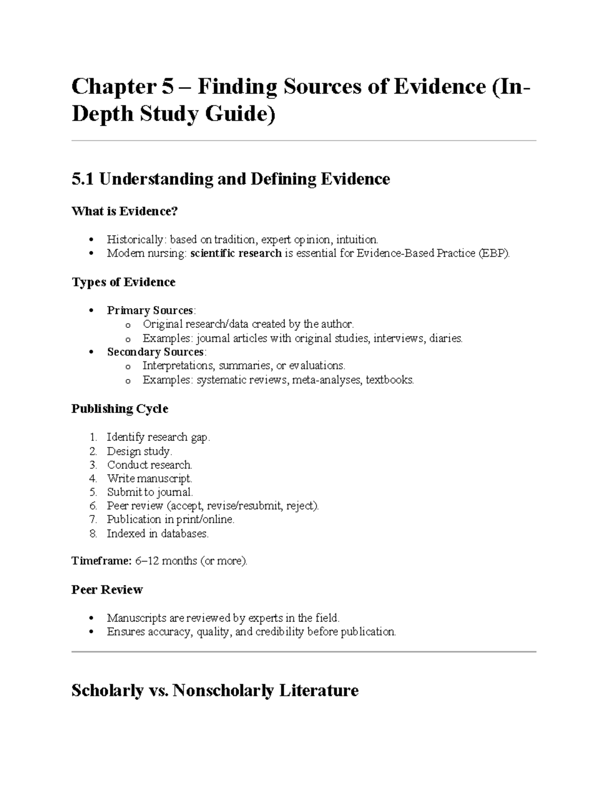 Chapter 5 Study Guide: Finding Evidence & Appraising Sources for EBP ...