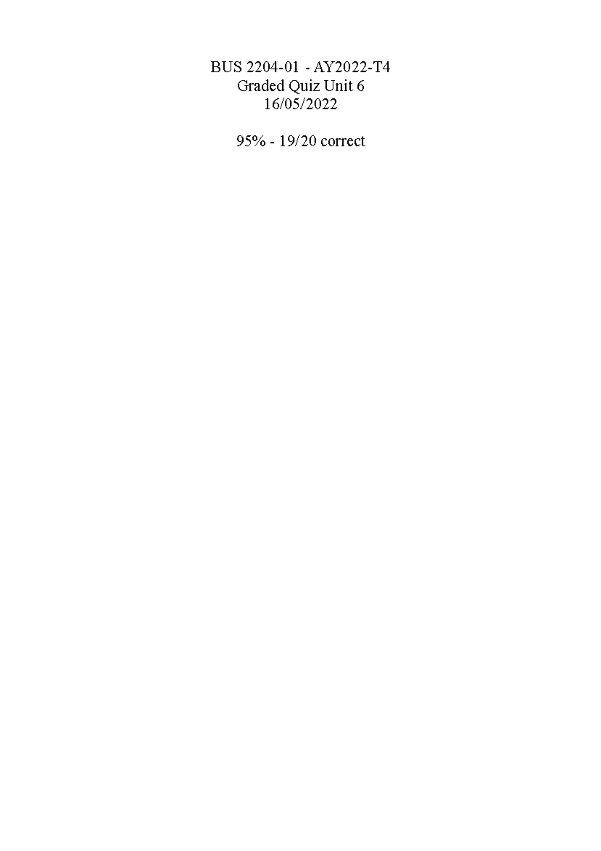 Personal Finance BUS2204 - Quiz Review for Unit 6 - Studocu