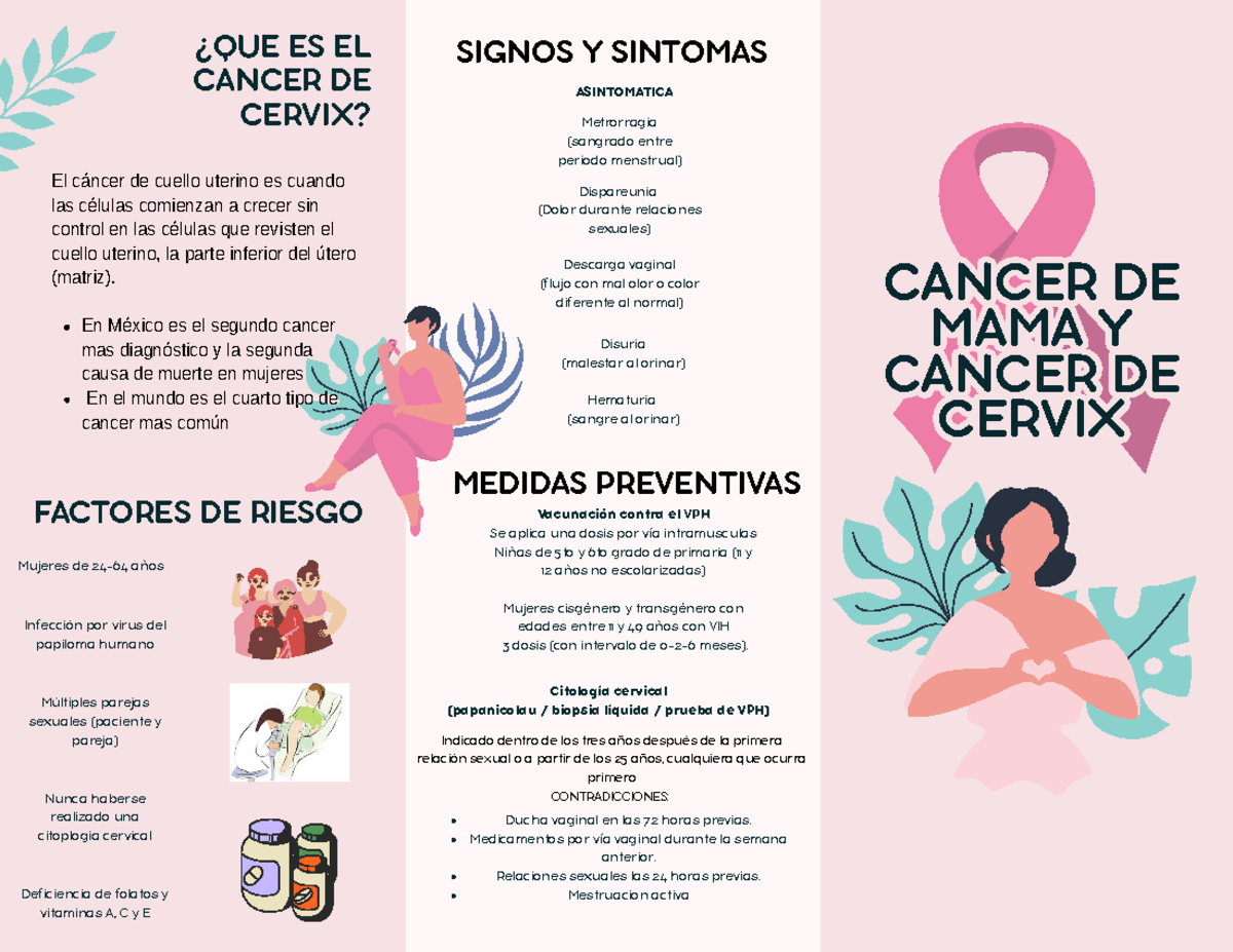 Cáncer de Mama y Cérvix: Información y Prevención - TRIPTICO - Studocu