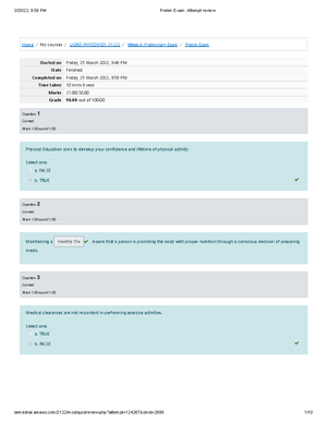 Pre-Final Exam Attempt review - Home / My courses / UGRD-PHYED6101-2122S / Week 15: Pre-final ...