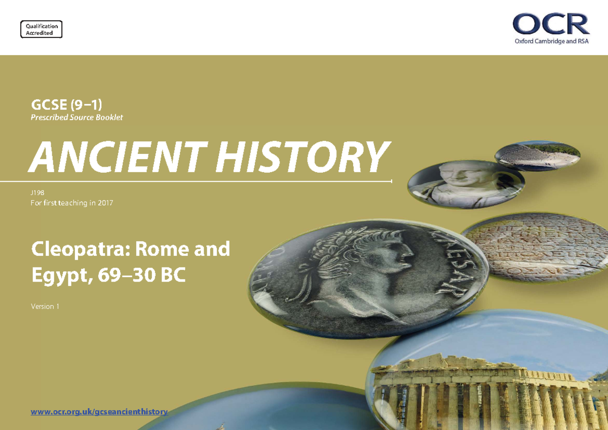 GCSE (9-1) Ancient History: Cleopatra, Rome & Egypt Source Booklet ...