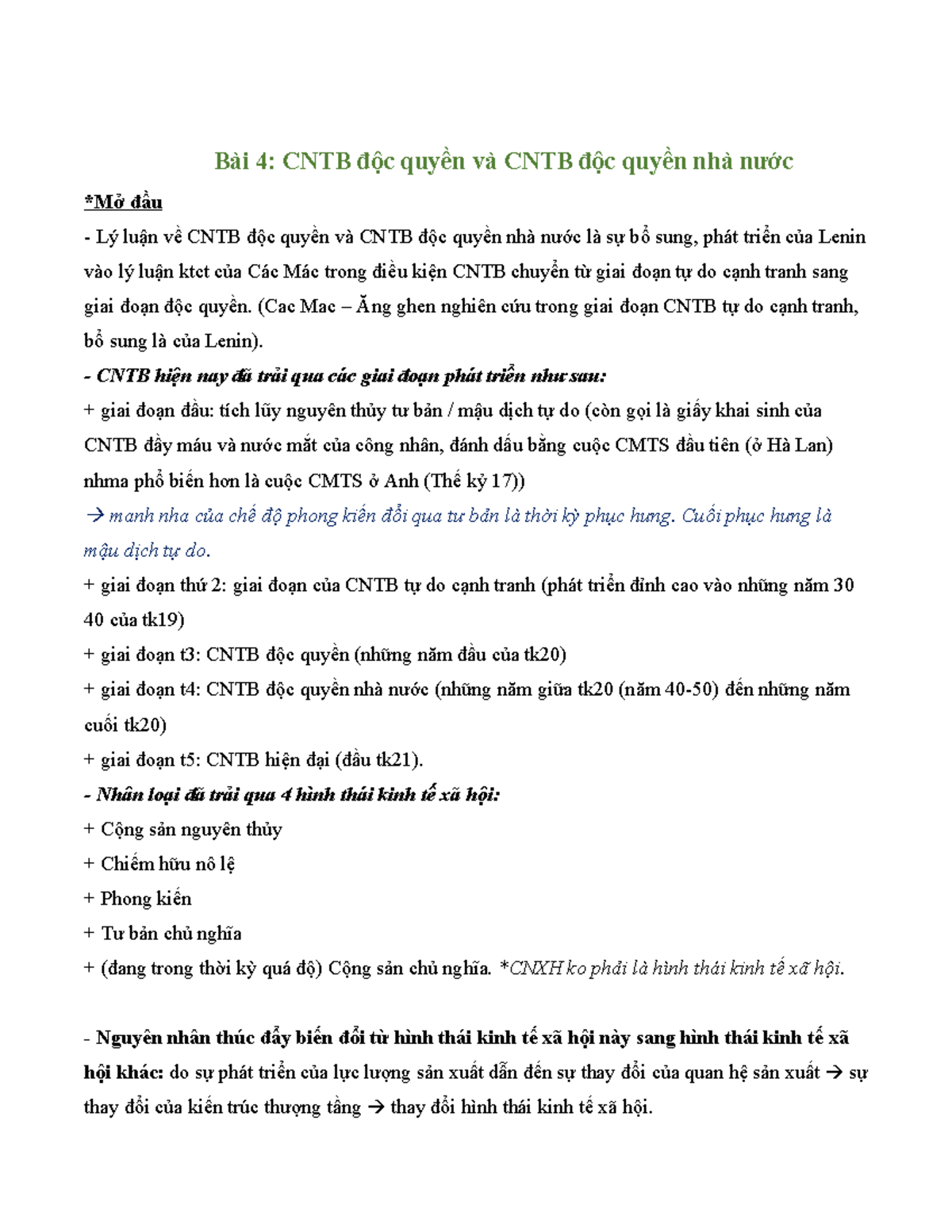 Kinh Tế CT full - nè - Bài 4: CNTB độc quyền và CNTB độc quyền nhà nước ...