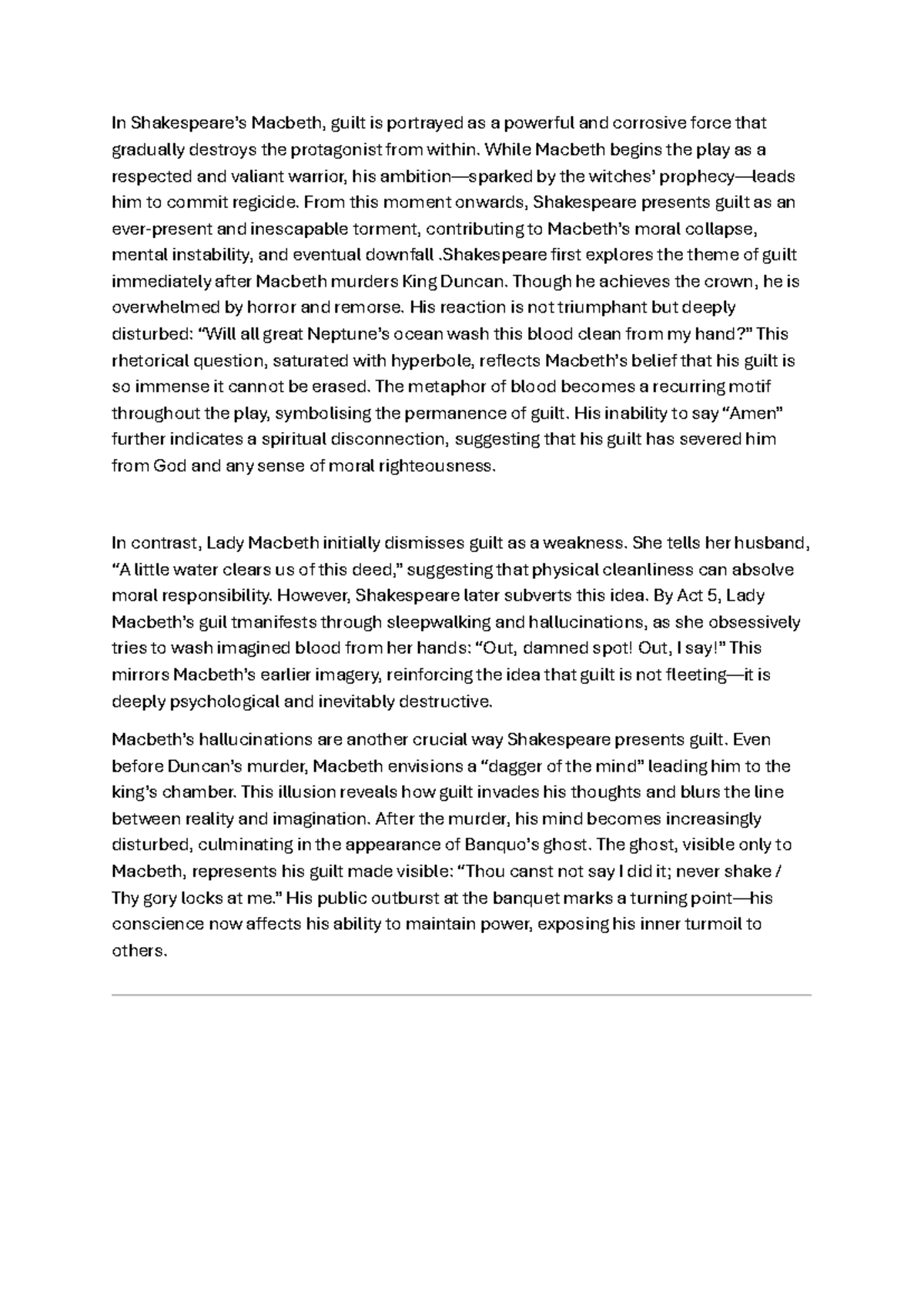 Shakespeare 2 - Macbeth: The Corrosive Power of Guilt - Studocu