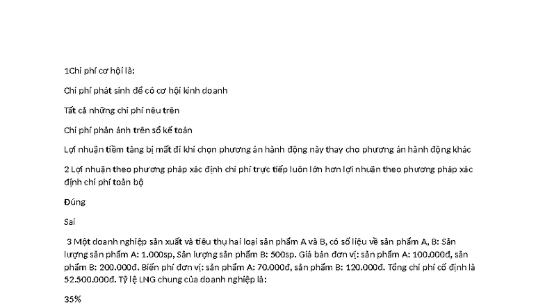 ĐỀ KIỂM TRA KẾ TOÁN - BÀI TẬP VỀ CHI PHÍ VÀ LỢI NHUẬN - Studocu