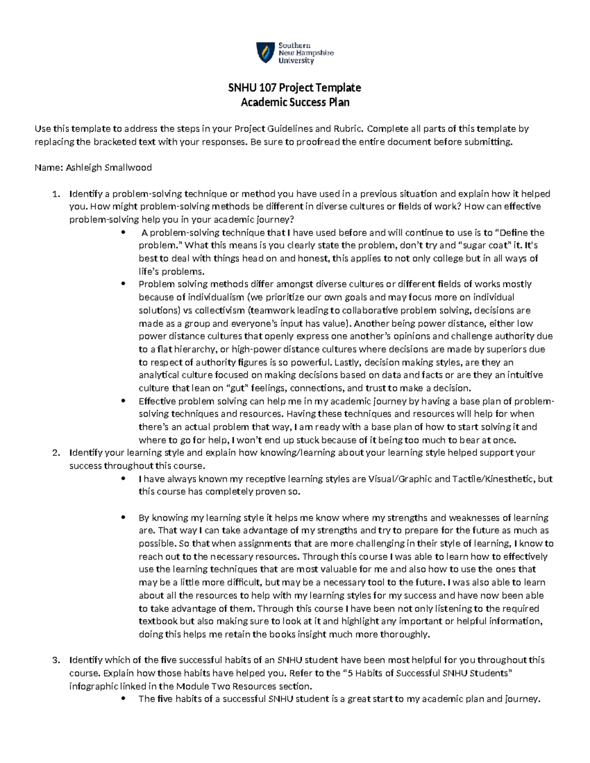 SNHU-107 Project Final - SNHU 107 Project Template Academic Success ...