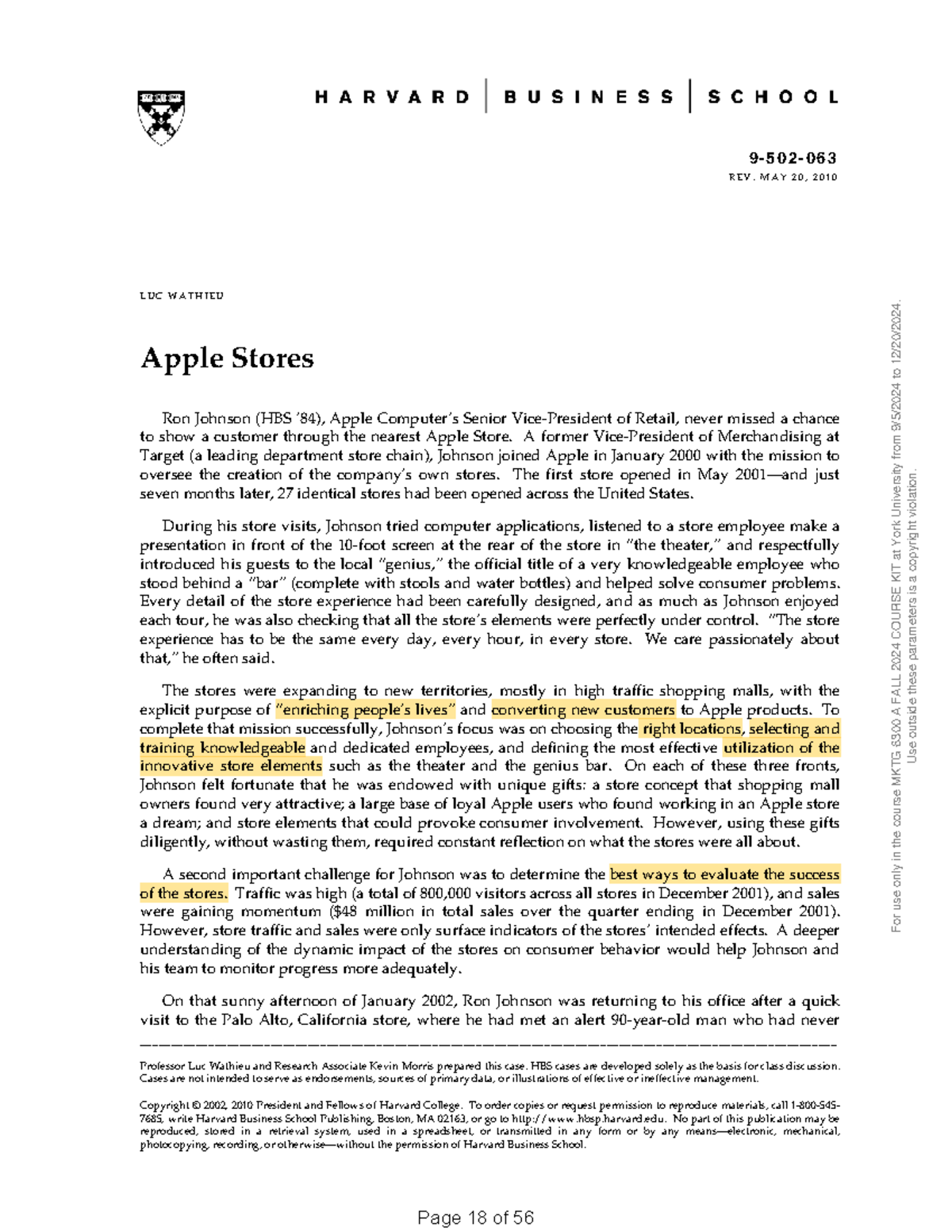 MKTG 6300 A FALL 2024: Apple Store Case Study on Ron Johnson's Vision ...