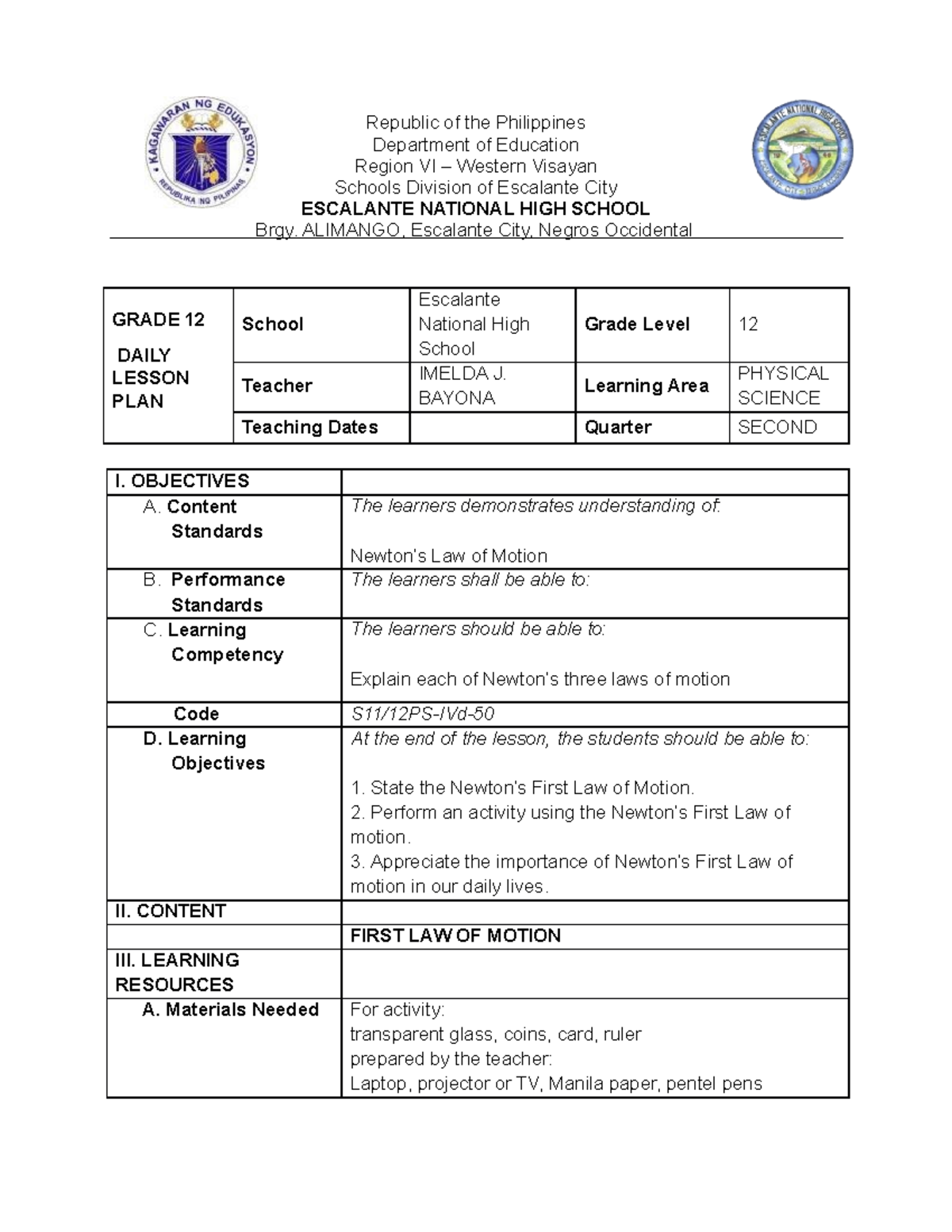 Detailed-lesson-plan-in-physical-science-mhelds compress - Republic of ...