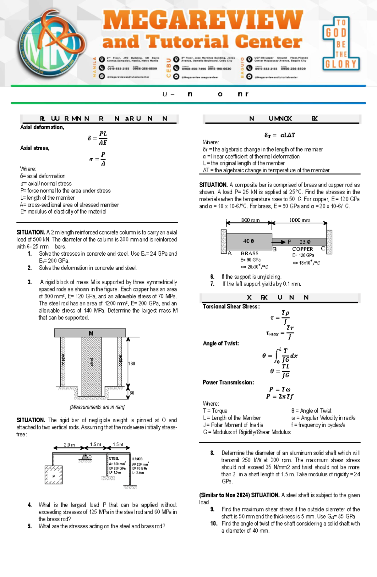 Review Module 19 - SMAT 2: Statically Indeterminate Axial Members & Torsion - Studocu