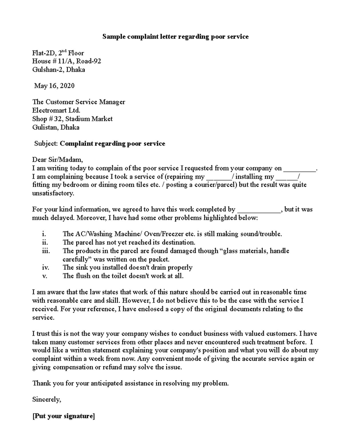 Sample Complaint and Inquiry Letter Templates for Effective ...