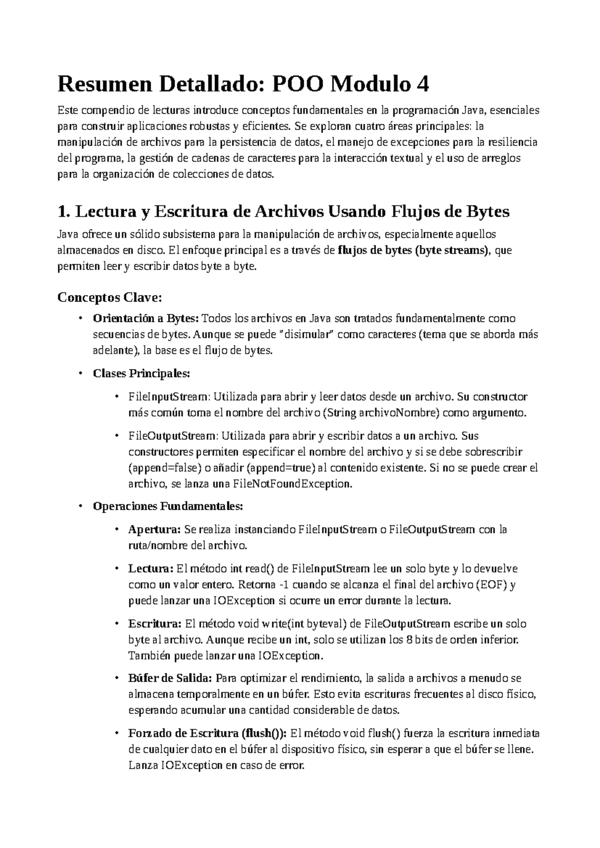 Resumen Detallado: POO Módulo 4 - Conceptos Clave en Java - Studocu