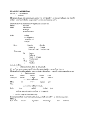Ngeli ZA Kiswahili - NGELI ZA LUGHA NGELI Ngeli ni mkusanyiko wa majina ...