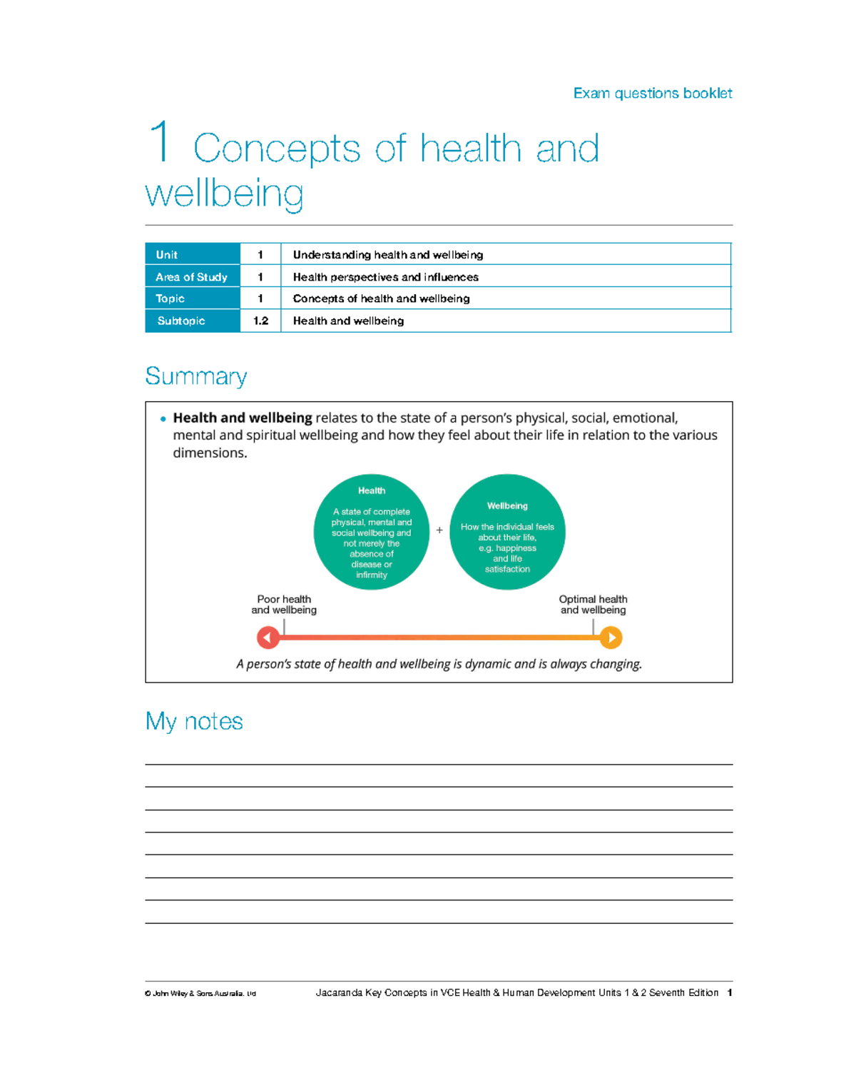 Jacaranda VCE Health & Human Development Units 1&2: Chapter 1 Exam Qs ...