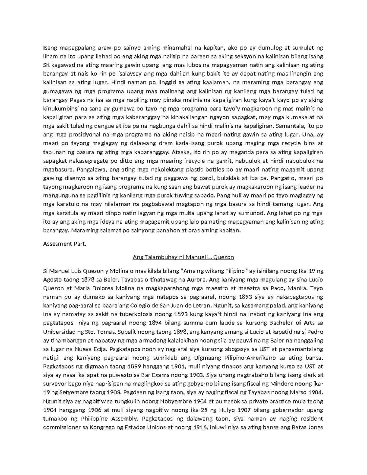 Talambuhay Example English Manuel L Quezon 20190216 Manuel L. Quezon
