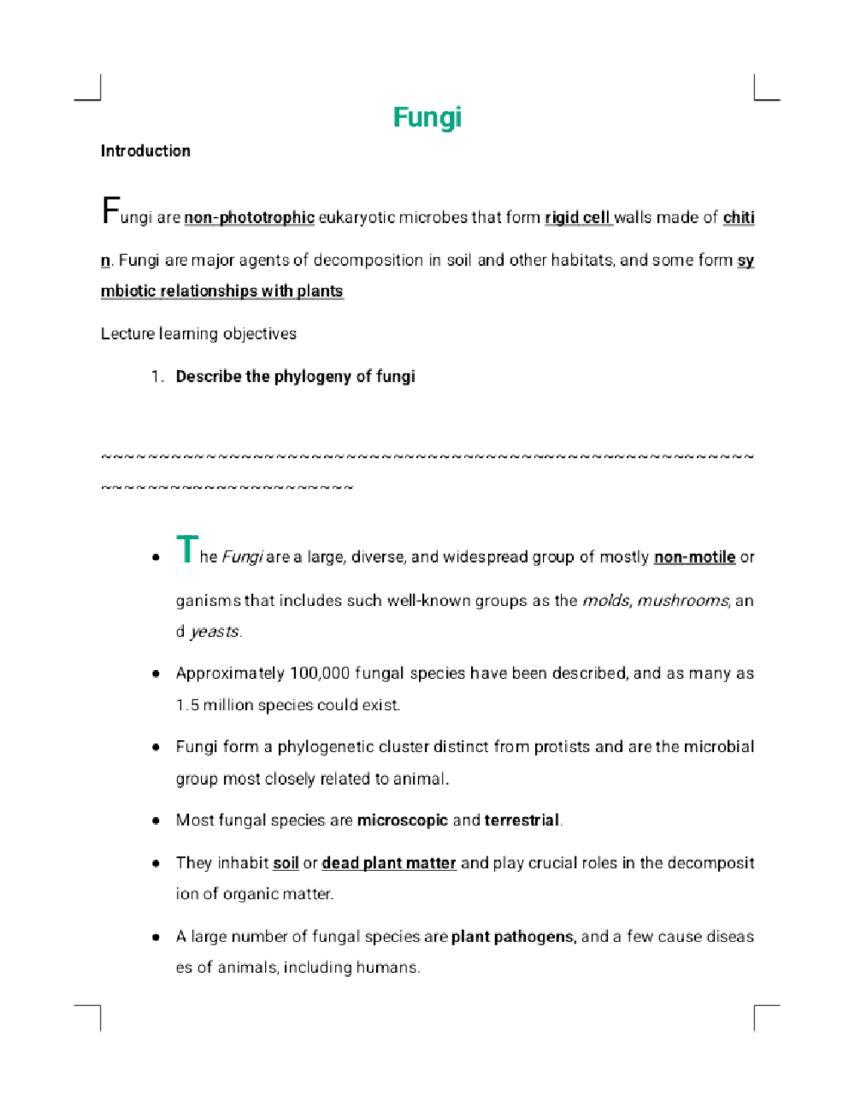 LEC V Fungi Phoenix - nice - Fungi Introduction Fungi are eukaryotic ...
