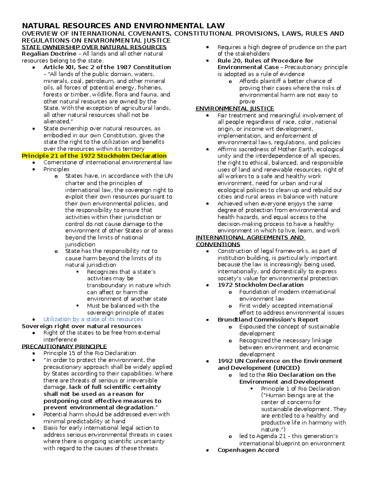 Natural Resources and Environmental Law Reviewer Week1 Overview - PUP ...