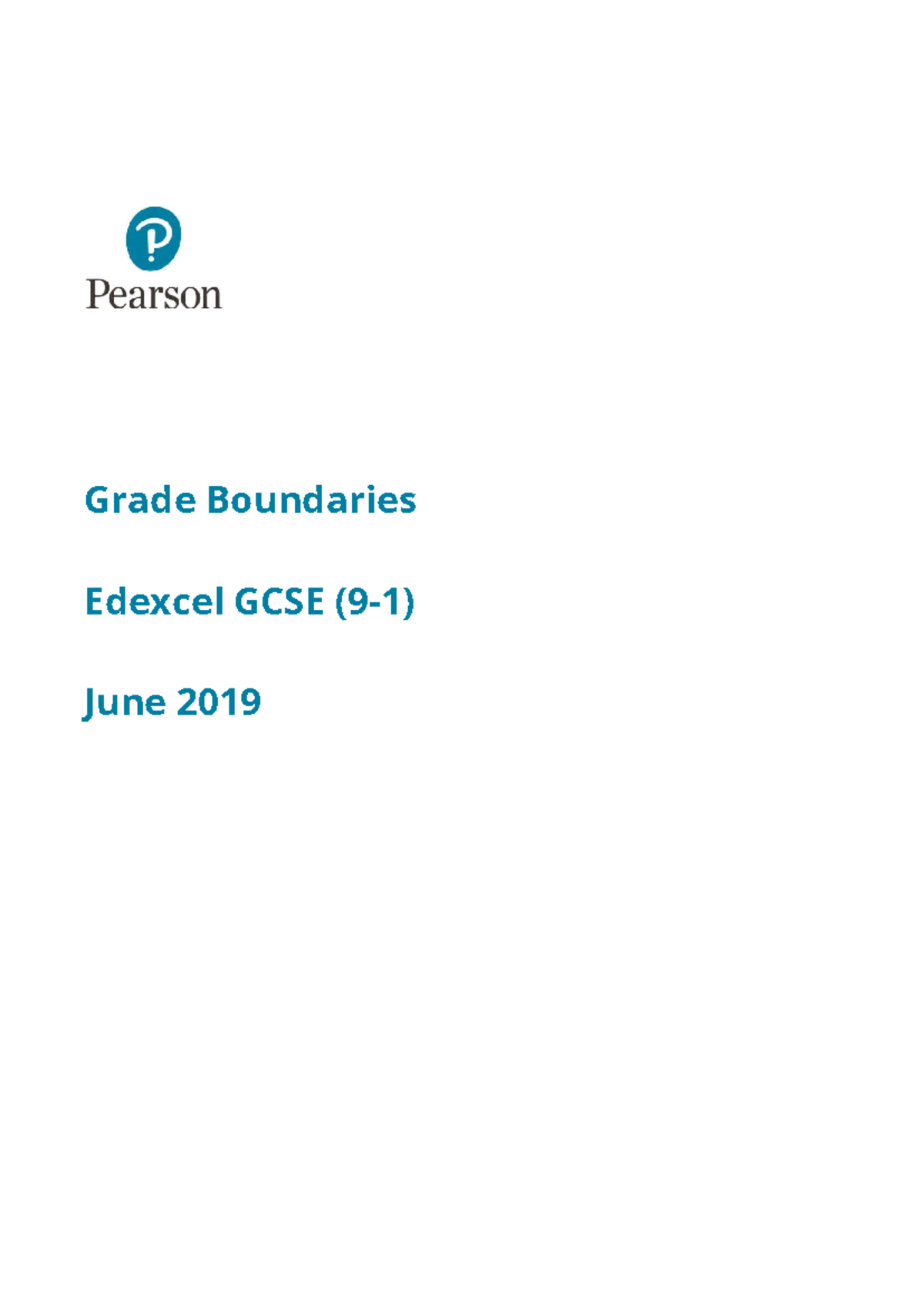 Edexcel GCSE (9-1) Grade Boundaries - June 2019 Overview - Studocu