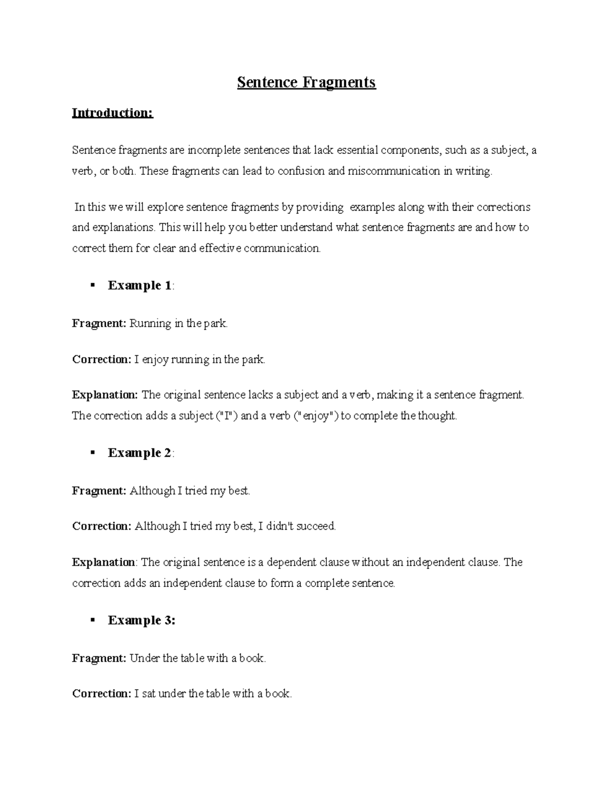Understanding Sentence Fragments, Run-ons & Misplaced Modifiers - Studocu