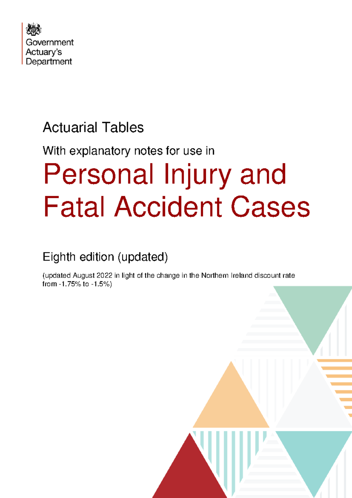 Ogden Tables for Personal Injury & Fatal Accident Cases - 8th Ed. - Studocu