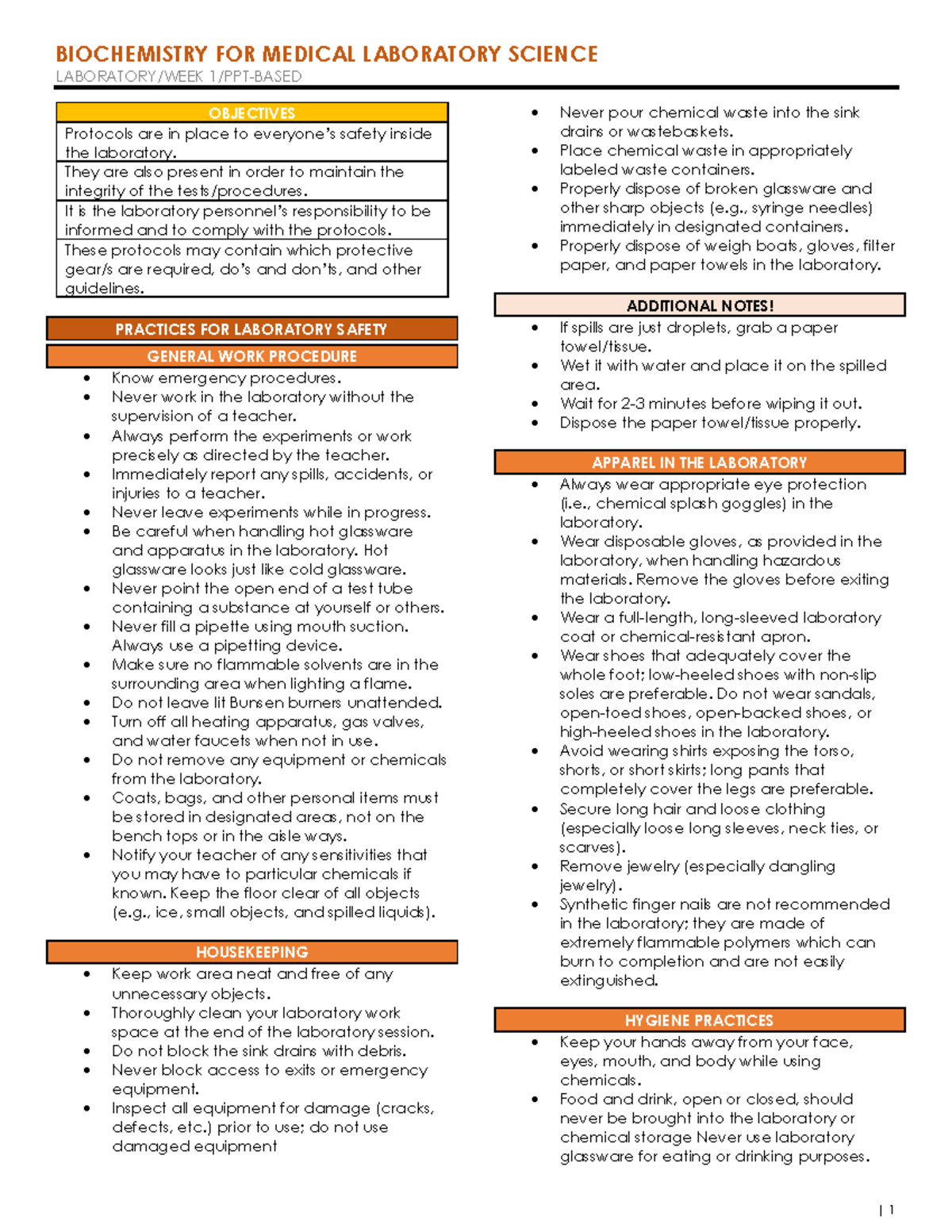 Biochem WEEK 1 LAB - LABORATORY/WEEK 1/PPT-BASED OBJECTIVES Protocols ...